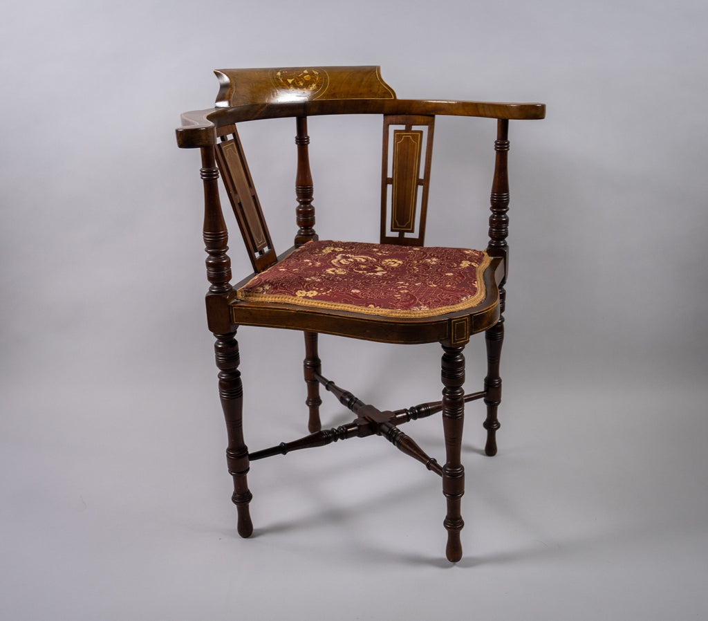 Edwardian Mahogany Inlaid Corner Chair With Musical Instrument Motif ...